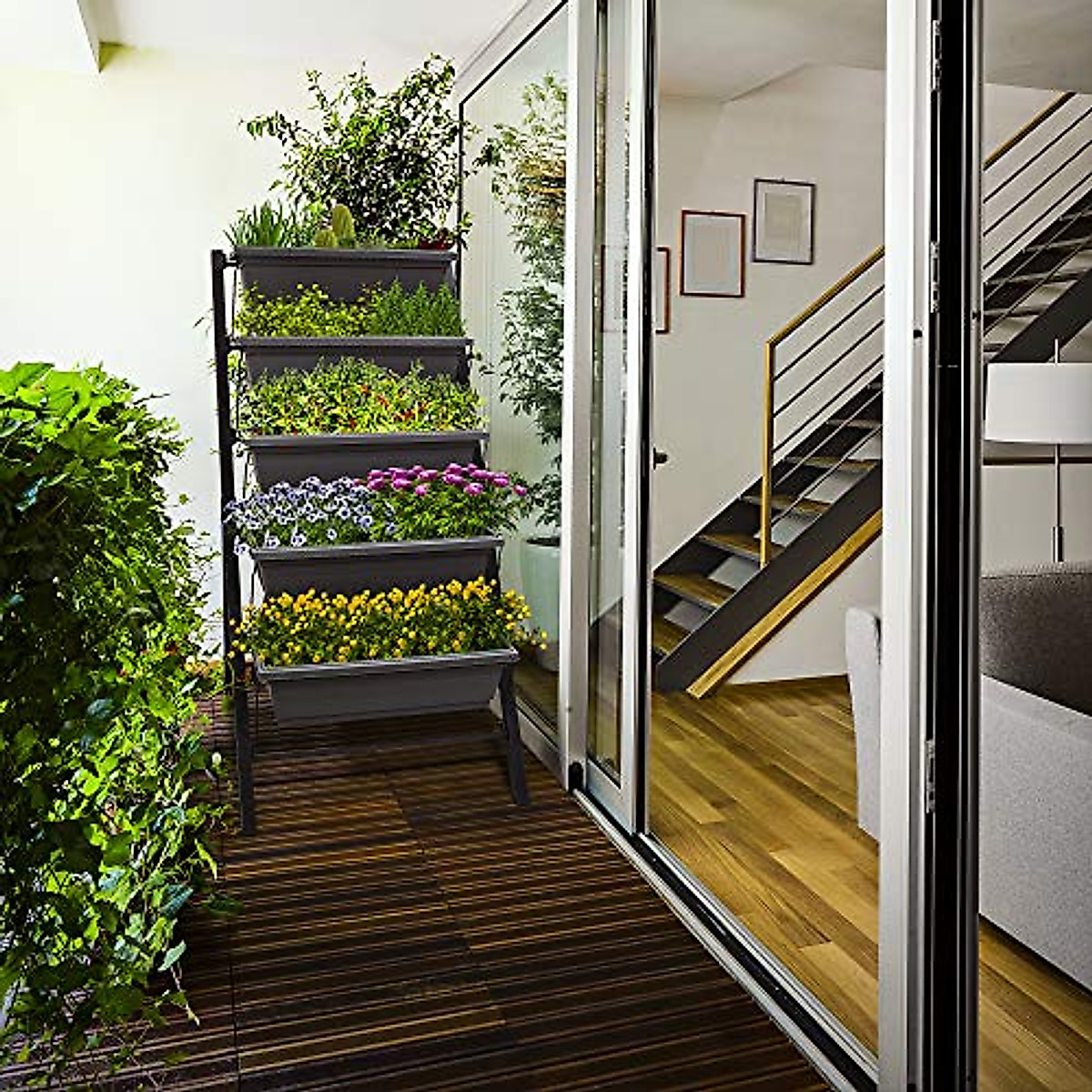 4Ft Vertical Raised Garden Bed - 5 Tier Food Safe Planter Box for Outdoor and Indoor Gardening Perfect to Grow Your Herb Vegetables Flowers on Your Patio Balcony Greenhouse Garden