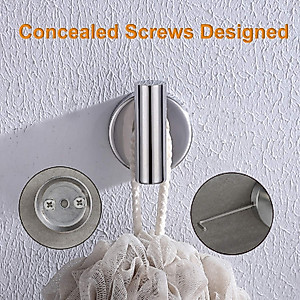 Polished Chrome Towel Coat Hooks SUS304 Stainless Steel Bathroom Clothes Garage Hotel Cabinet Closet Sponges Robe Hook Wall Mounted Round Kitchen Heavy Duty Bath Door Hanger 2 Pack