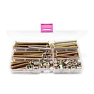 binifiMux Baby Bed Crib Screws Hardware Replacement Kit, 100pcs 1/4-20" Crib Hardware Screws Barrel Nuts Replacement Kit for Cot Chairs Furniture