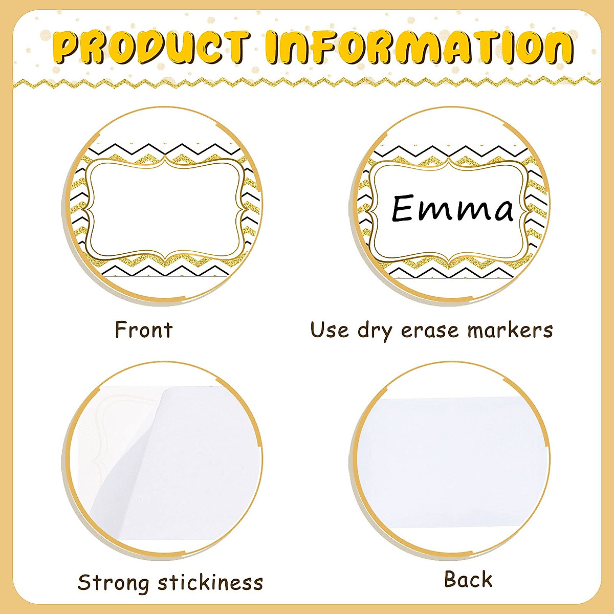 200 Name Tag Stickers with Gold Border | Easy Organization ...