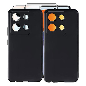 KJYFOANI for Infinix Note 30 Case, with [ 2 x Tempered Glass Protective Film], Black Soft Silicone Protection Sleeves Shockproof Bumper Case for Infinix Note 30 (6.78") - [2 Pack]