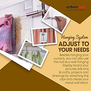UrbanRed Stainless Steel 16.4 FT (5m) Curtain Wire Rod Set - Curtain Wire Hanging System, Versatile Art Display, Photo Hanging - Wall Mount Clothesline for Windows with Tension Wire Design