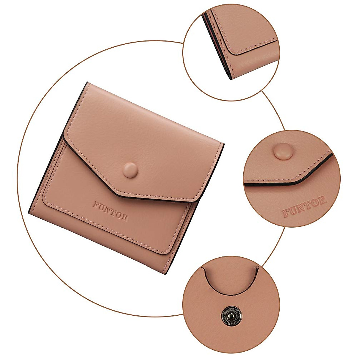 FT FUNTOR Small Leather Wallet for Women, Ladies Mini Wallet RFID Blocking Wallet for Women