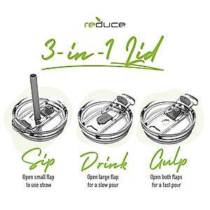 REDUCE 14 Oz Coldee Kids Tumbler with Lid and Straw - Coldee Insulated Travel Mug - Spill-Proof, Sweatproof Stainless Steel, BPA-Free - Includes Handle, Reusable Silicone Straw - Nautical Mist