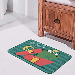 Kuizee Bath Mat Area Rugs Tub Carpet Floor Bathroom Cute Dino Red Gift Green Doormat Non-Slip Absorbent Decor Memory Foam Soft 31×20 Inches