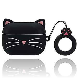 Case for Airpods Pro Cartoon 3D Anime Animal Cute Cat Design AirPod Skin Case Funny Fun Cool Character Soft Silicone AirPods Pro Case for Kids Teens Girls Boys Cover Cases Air pods Pro