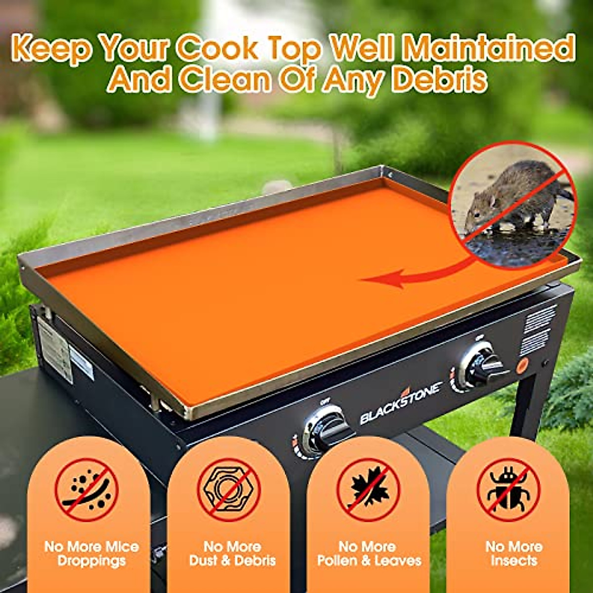 28" Silicone Griddle Mat for Blackstone, Protective Top Covers for Blackstone Protector Outdoor, Heavy Duty Griddle Mat Fit Blackstone 28 Inch Flat Top Gas Grill Griddle