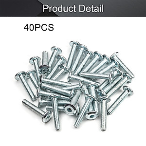MroMax 40Pcs M6 x 30mm Flat Head Hex Socket Cap Screws Bolts, Blue Zinc Plated Carbon Steel Full Thread Furniture Screws for Assemble Cabinets, Baby Beds, Tables and Chairs