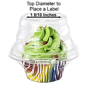 Katgely Individual Cupcake Containers (Pack of 50)- Single Compartment Clear Plastic Cupcake Boxes, Cupcake Holder - Stackable, Deep Dome, Disposable & BPA-Free
