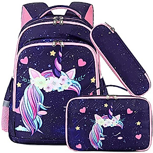 CAMTOP Girls Backpack for School with Lunch Box Kids BookBag Set for Elementary Middle School (Believe in Magic)