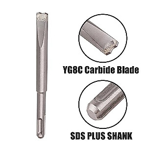 Vearter 3Pcs SDS PLUS Shank Tungsten Carbide Tipped Chisel Drill Bits Demolition Hammer bit for Tile, Brick, Stone, Concrete, Marble,Cement