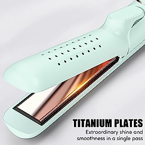 Terviiix 360 Airflow Styler Curling Iron 1-1/4 Inch | Ionic Hair Straightener & Curler 2 in 1 | Titanium Flat Iron Travel Curling Iron in One | 0 Burning Straightening Iron with Cool Air | Mint Green