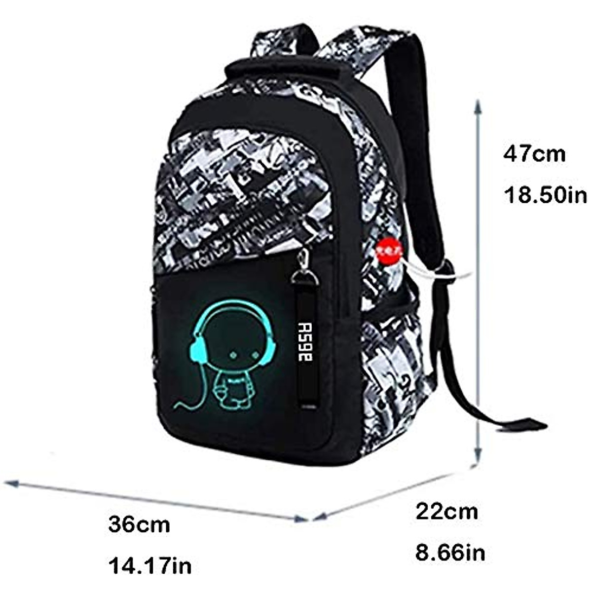 Asge School Backpack for Boys Print Backpack Teenagers Nylon Large School Bag Outdoor Reflective Daypack