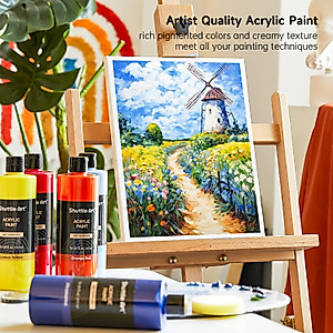 Shuttle Art Acrylic Paint, 12 Colors Acrylic Paint Large Bottle Set, 473ml/16oz Each, Rich Pigments, High Viscosity, Bulk Paint for Artists, Beginners and Kids on Rocks Crafts Canvas Wood Ceramic