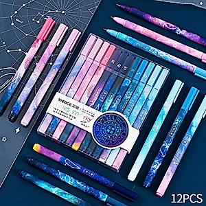 Gel pens 12 Different Constellations and Different Pen Shell Colors 0.5mm Black Ink Writing Pen Pack for Office School Supplies Kids Drawing Pen Gifts for Boys and Girls Students