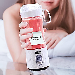 Personal Blender, Portable Blender USB Rechargeable, Linshuma Mini Blender Cup for Shakes and Smoothies, Fresh Fruit Juice Blender Bottle Electric for Travel Gym Office 6 Blades 380ML White