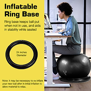 ProBody Pilates Ball Yoga Ball Chair, Exercise Ball Chair with Base or Stand for Home Office Desk Sitting or Workout, 65cm Antiburst Balance Ball & Stability Ball Seat for Back, abs (Black)