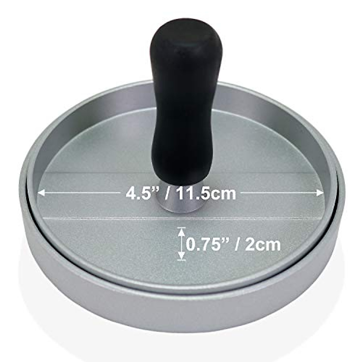 J-Line Design Deluxe Cast Aluminum Hamburger Patty Press Burger Maker with Plastic Handle Complete with Sauce Basting Brush and 100 Non-Stick Wax Paper Sheets