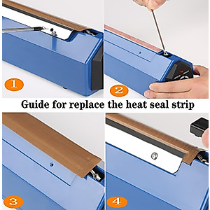 Impulse Sealer 12 inch Manual Heat Sealer Machine with Adjustable Heating Mode, ABS Shrink Wrap Bag Sealers for Plastic PE PP Bags, Portable Poly Bag Sealing Machine with Extra Replace Kit(Blue)