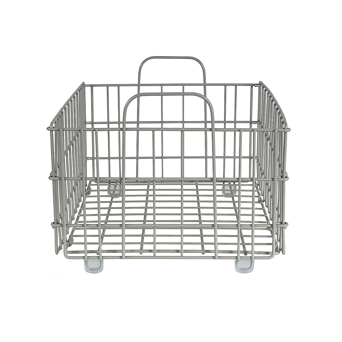 Atlantic Tabletop Wire Storage Basket, Heavy-Gauge Powder-Coated Metal Wire Construction, Stackable for Easy Expansion, Collapsible & Foldable, Non-Slip Feet, Plastic Liner, PN 23308041 – Gray