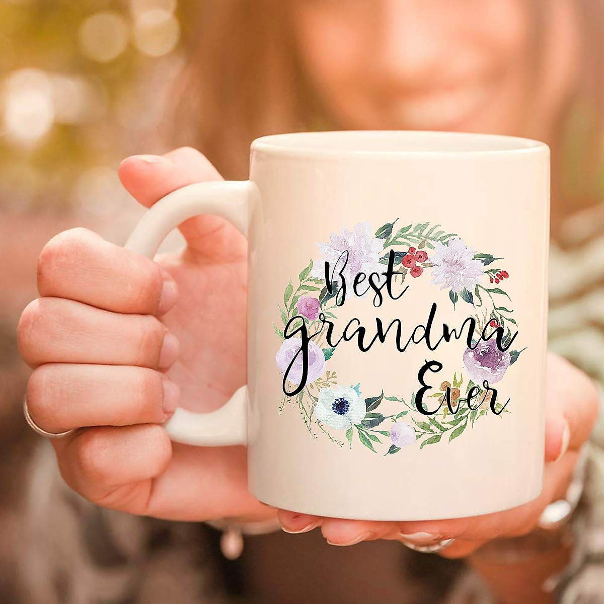 YHRJWN Best Grandma Ever Mug Best Grandma Gifts - Grandma Coffee Mug - Grandma Birthday Gifts from Granddaughter Grandchildren Grandson - Coffee Mug Gifts for Grandma 11Oz