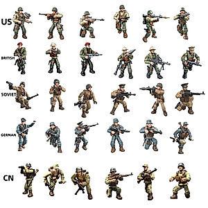 MEIEST 6 PCS Mini WWII Soldier Military Action Figures, Army Model Building Block Toys with Multiple Military Weapons Accessories,Party Favors Set for Kids (German Army)