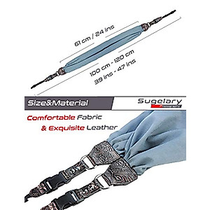 Sugelary Camera Shoulder Neck Strap, Vintage Fabric Satin Scarf Camera Strap for All DSLR Camera Nikon Canon Sony Pentax (Grey)