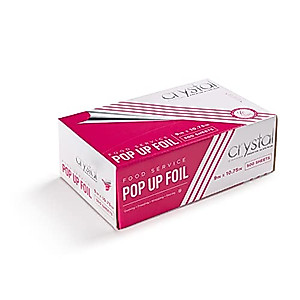 Crystal by Crystalware Aluminum Foil Sheets - Precut Foil Sheets - Pop Up Foil Sheets for Storing, Cooking Food - Premium Aluminum Foil Wraps - Single Foil Sheets 9" x 10.75" - 500 Sheets