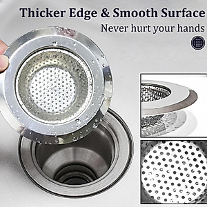 VMVN Kitchen Sink Strainer, Stainless Steel Sink Drain Strainers, 2pcs Drain Cover Stopper,4.5" Diameter for Kitchen Drain Basket,for Shower Bathtub Drain Hair Catcher
