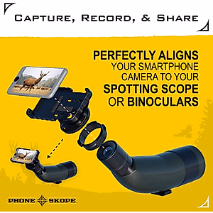 Phone Skope Complete Digiscoping Kit, Compatible with iPhones OR Samsung, Includes PhoneCase + Eyepiece Adapter + Lens Cloth
