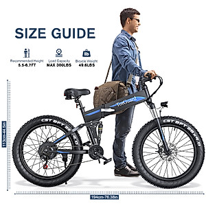 Wooken 26" x4.0 Fat Tire Electric Bike, Folding Electirc Bike for Mountain Commuter, 500W Motor 21.6 MPH, Ebikes for Adults with 48V/10.4Ah Removable Battery, Suspension Fork, 21 Speed Ebike