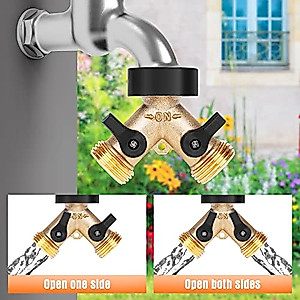 Garden Hose Splitter 2 Way 2 Pack Heavy Duty Brass Connector Tap Splitter (2WAY*2PACK)