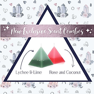 Fifi Peony Gemstone Candles- Surprise Hidden Crystals Embedded in a Stunning Pyramid Canlde. Scented with Fruity Lychee and Lime.
