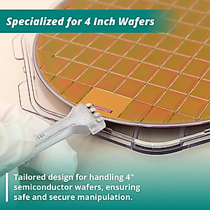 Excelta Wafer Tweezers for 4" Wafers, 5" Fingered Paddle with Guide Pin, Anti-Magnetic Stainless Steel, Features Serrated Handles for Better Control, Intermediate