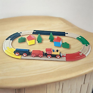 21 Pc Starter Wooden Train Set - Train Tracks & Accessories, Magnetic Trains Cars for Toddlers & Older Kids - Compatible with Major Brand Train Sets