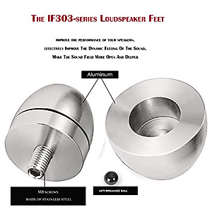 Tertullus 4 Pcs Ball Beads Speaker Isolation Feet Turntable Platform Pads Audio Shock Absorber Subwoofer Isolation Feet 33×30 Pad Speaker Stand(Silver)