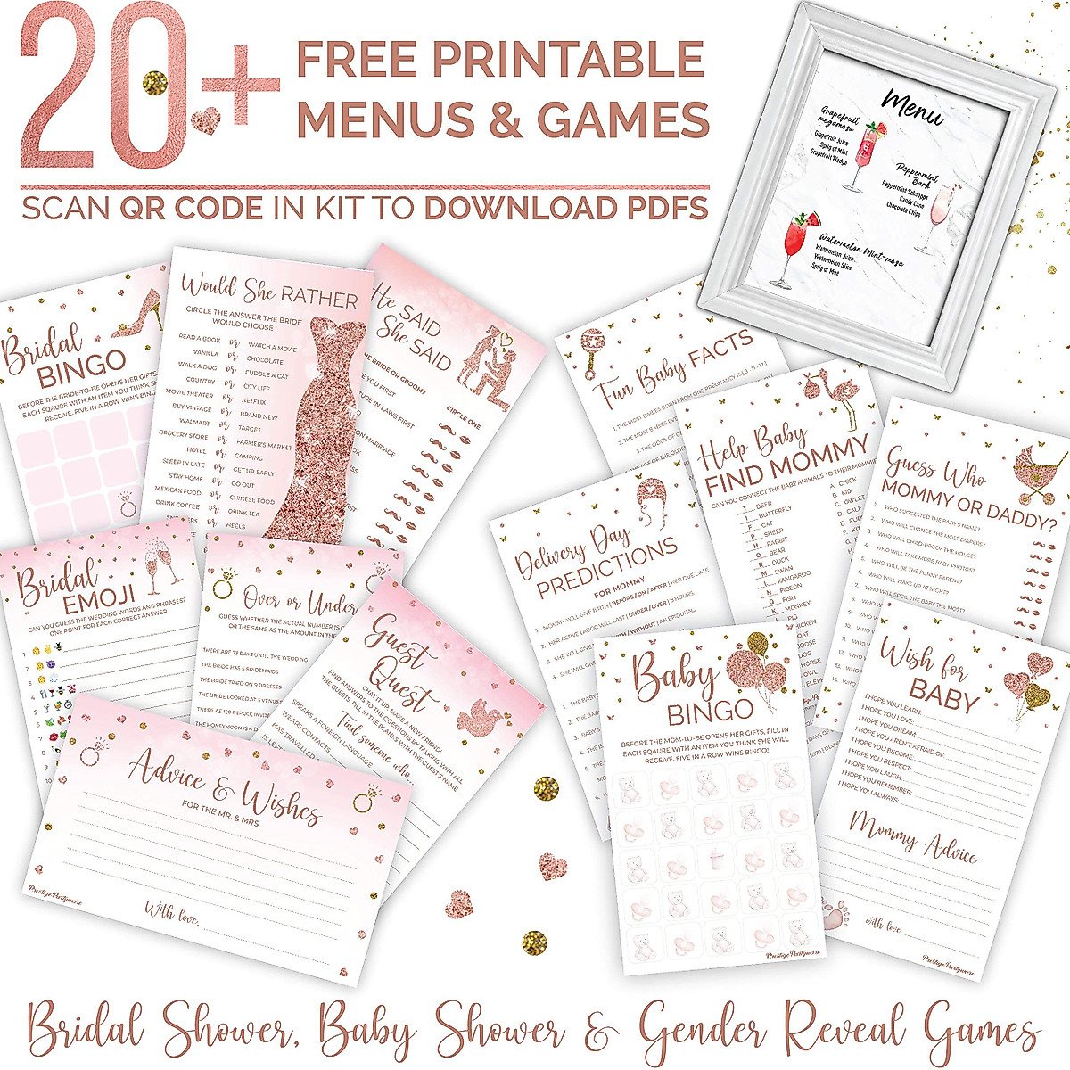 PRESTIGE Mimosa Bar Kit | Bridal Shower Decorations, Rose Gold Bachelorette Party Decorations, Bridal Shower Decor, Brunch & Bubbly Bar Sign, Pink Galentines Day Decorations, Mothers Baby Girl (Rose)