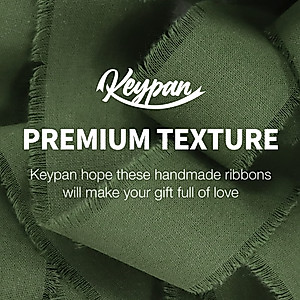 Keypan Green Ribbon 1-1/2 x 15 Yards Handmade Cotton Frayed Fringe Fabric Ribbons for Crafts Flower Bouquets Wedding Baby Shower Home DIY Decor