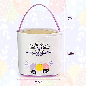 3 Pcs Easter Baskets for Kids - Easter Egg Bags Easter Candy Egg Hunt Basket Cute Rabbit Tote Bag for Kids Easter Decorations Eggs Candy