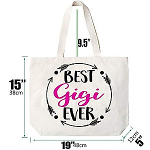 COCOVICI Gigi Tote Bag | Best Gigi Ever | Grandma Gifts | Gigi Gifts | Gigi Christmas Gift | Christmas Gift from Grandkids (Best Gigi Ever Pink/Black Font)