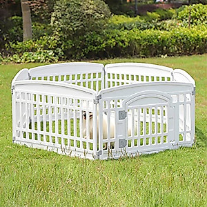 Lakanic 6 Panels Pet Fence Pen with Door Pet Dog Cat Puppy Playpen Small Animal Play Fence Pet Kennel Cage for Rabbits/Guineas/Dogs and Cats