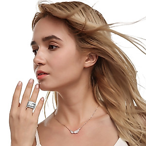 3 PCS Round Cut CZ Bridal Sets - 5.56 Ct Cubic Zirconia Silver Color Promise Engagement Wedding Rings Set for Women