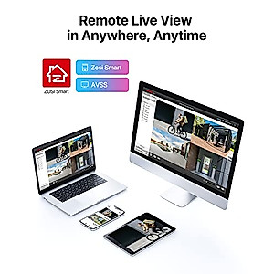 ZOSI H.265+ 8CH 5MP Lite Home Security Camera System Outdoor Indoor,5MP Lite CCTV DVR 8 Channel, 8pcs 1080P 1920TVL Surveillance Bullet Cameras,80ft Night Vision,Motion Alerts,Remote Access(No HDD)