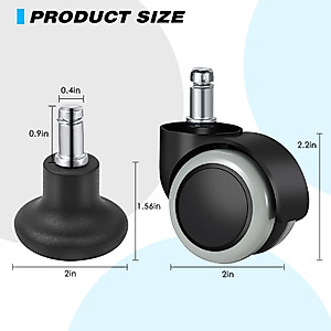 Chair Feet Wheel Stopper,Replacement Office Chair Caster Wheels to Fixed Stationary Castors,Low Profile Bell Glides Set of 5