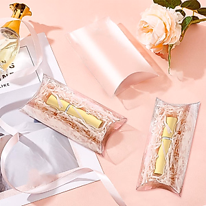 BENECREAT 30 Packs Clear Plastic Pillow Favor Box Candy Treat Gift Box for Wedding Party Packing Box, Over Size - 5.5x2.5x1