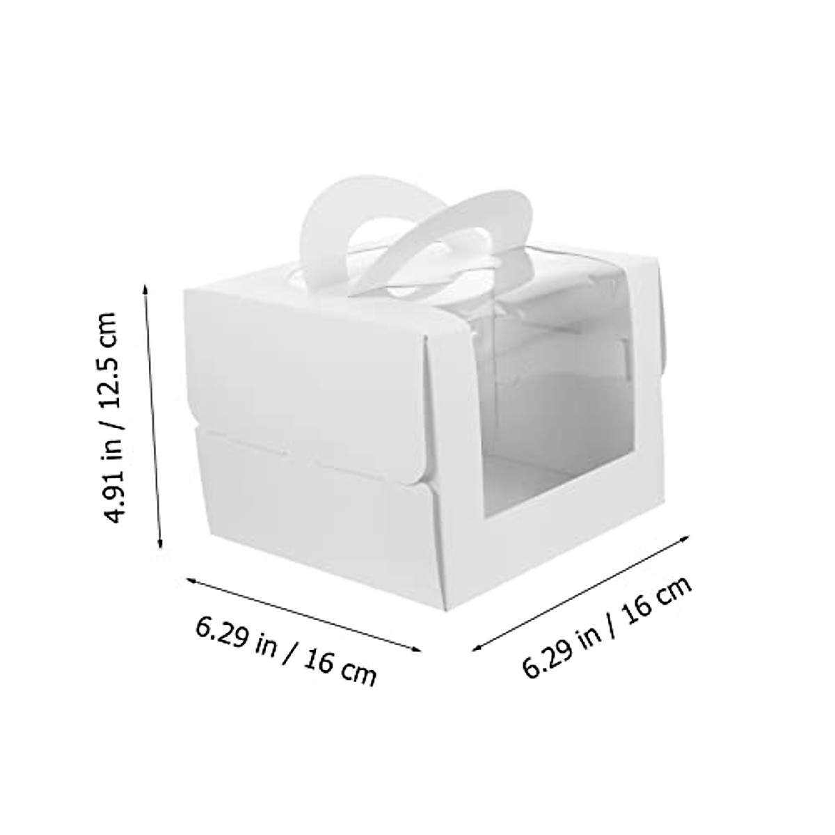 NOLITOY 20 Pcs Portable Cake Box Cake Case Wedding Cake Stand Cupcake Containers Cupcake Holder Cake Carrier with Lid and Handle Single Cupcake Cardboard White Open The Window Packing Box
