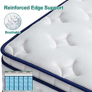 BedStory Queen Mattress, 14 Inch Medium Firm Hybrid Mattress in a Box, Cooling Gel-Infused Memory Foam with Individual Pocket Springs Motion Isolation, Fiberglass Free Mattress, Pressure Relief