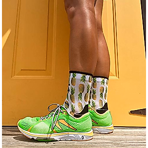 Zensah Limited Edition Mini Crew Running Socks - Anti-Blister, Fun, Athletic Socks for Men and Women (Large, Pink Flamingos)