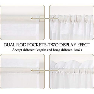 MIULEE Sheer Door Curtains 2 Panels Sidelight Window Treatment Curtains for Narrow Glass Door/Kitchen/Front Door Linen Textured 25 x 72 Inches with Tieback, White