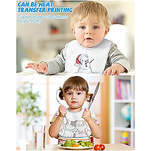 Foaincore 30 Pack Blank White Baby Bibs 2 Ply Waterproof Absorbent White Bibs Unisex Sublimation Baby Drool Bib with Hook and Loop Fastener Drooling Bibs for Baby Decorating Feeding Teething Drooling